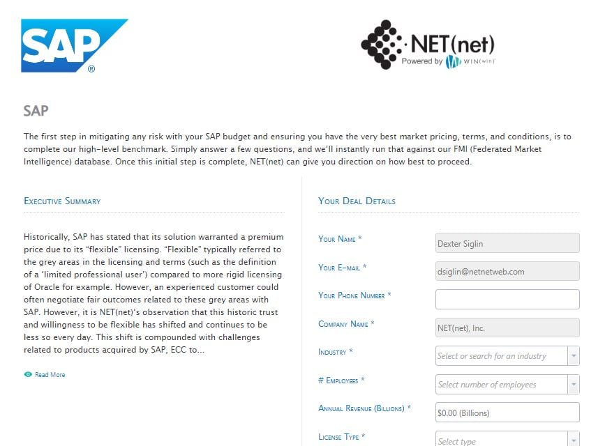 NET(net)'s Exclusive Access SAP Calculator